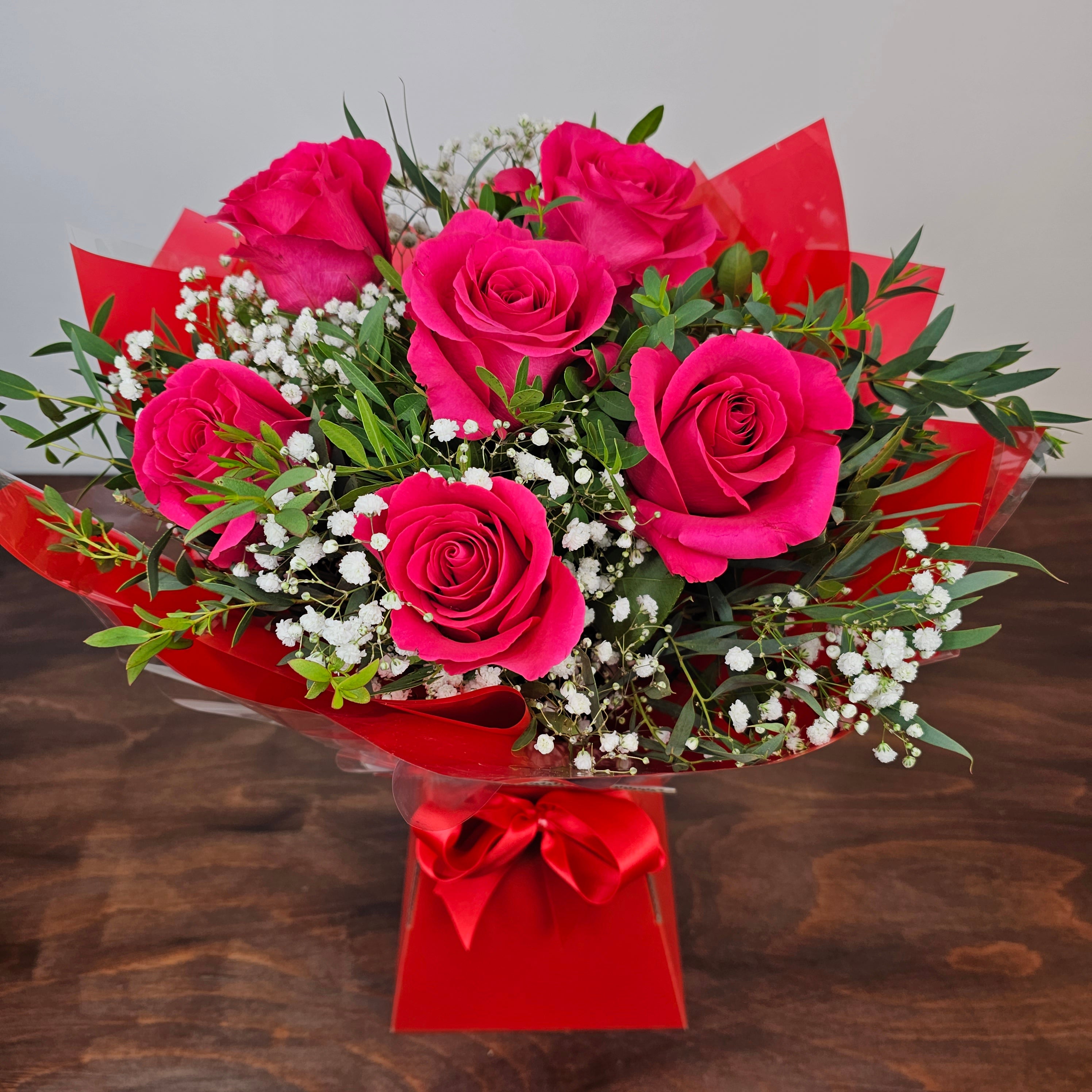 Pink Rose Aqua Box Bouquet 6's – ASPEN FLORA